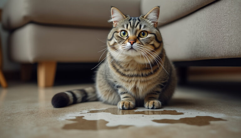 Pipi De Chat Sur Canap Tissu